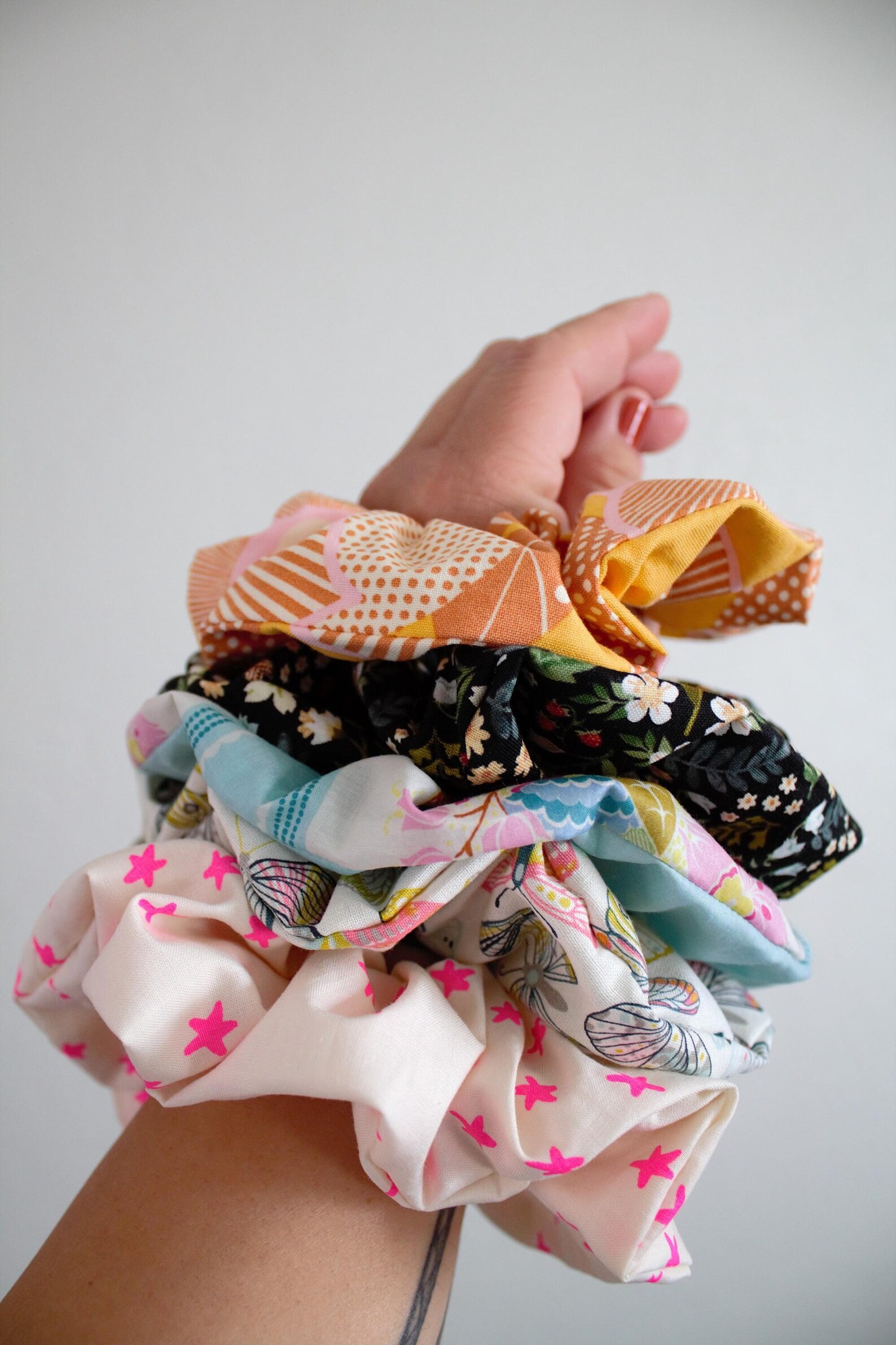 Scrunchie, Assorted Fabrics, Ponytail, Chunky Scrunchie, Colorful ...