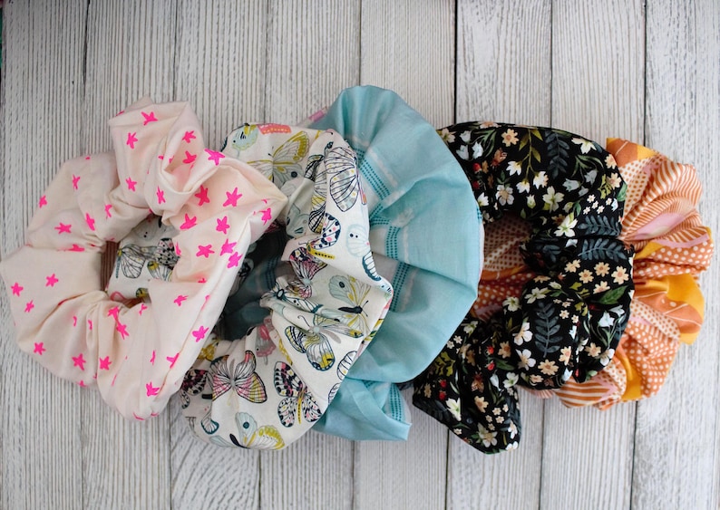 Scrunchie, Assorted Fabrics, Ponytail, Chunky Scrunchie, Colorful ...