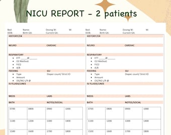 NICU Report Sheet Nicu Brain Baby Nurse Brain Neonatal ICU - Etsy