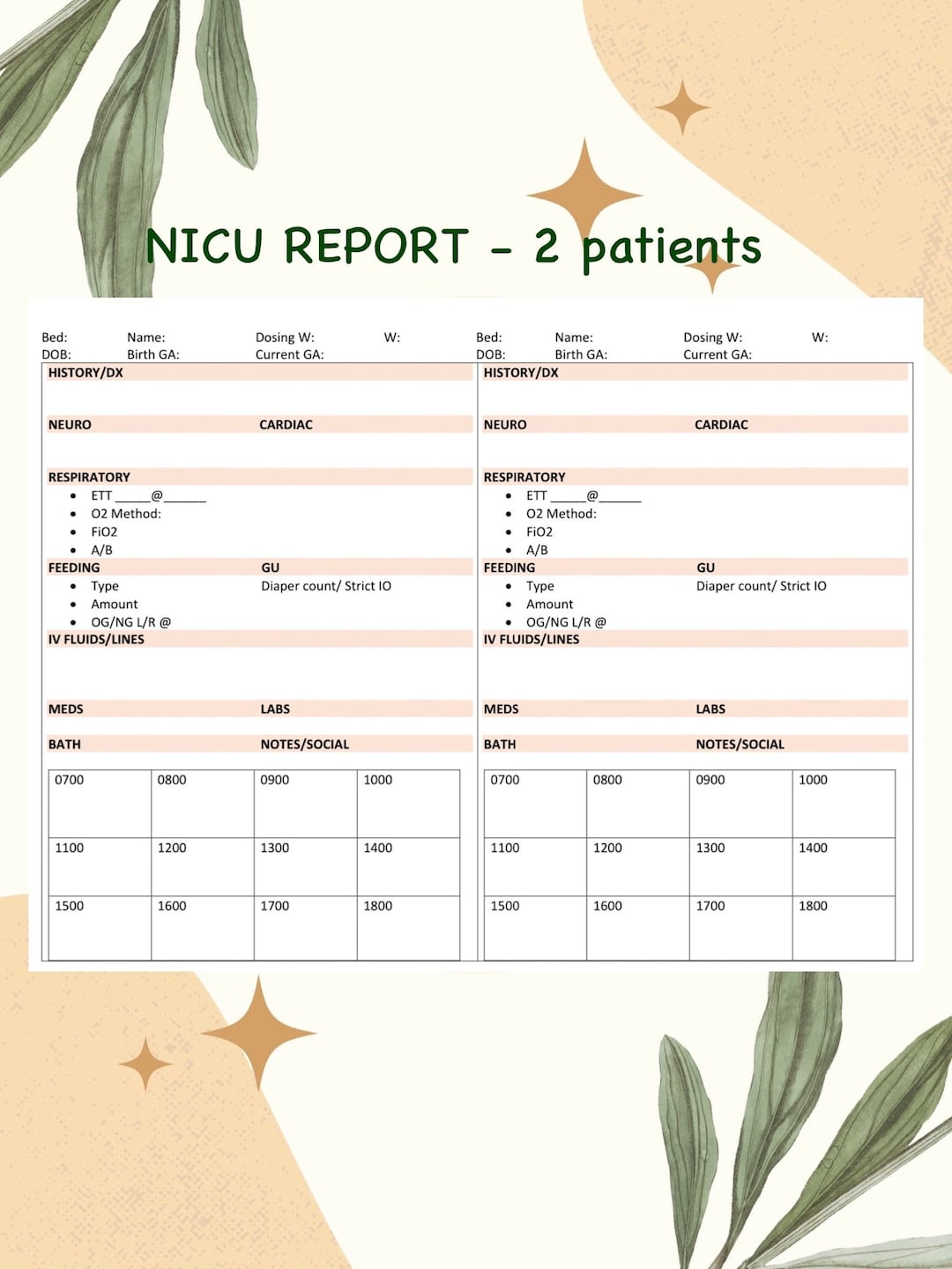 NICU Report Sheet, NICU Brain, Neonatal Nursing - Etsy