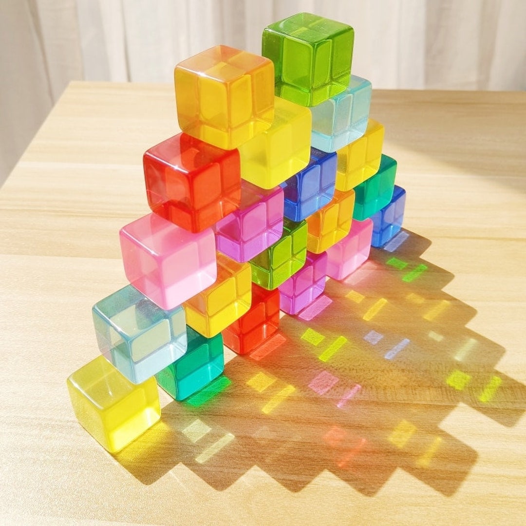 Rainbow Learning Color Blocks Toys Translucent Lucite Cubes - Etsy
