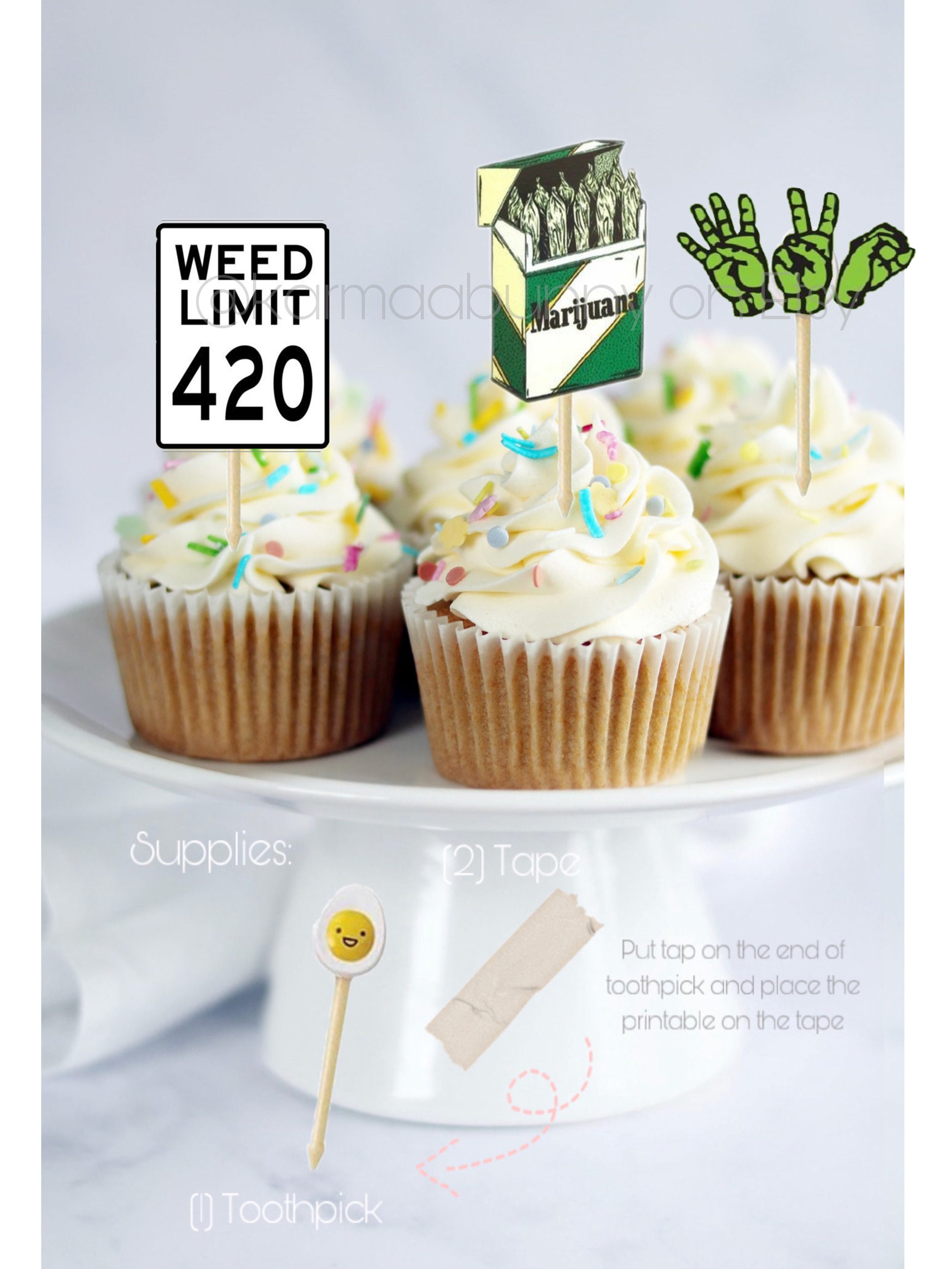 420 Weed Cake Topper Printables - Etsy
