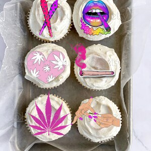 Weed Cake Toppers Pink and Purple - Etsy