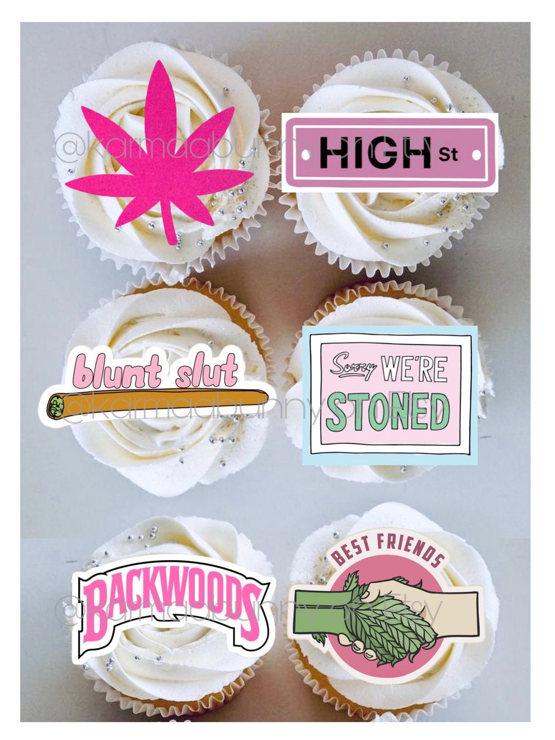 Girls Weed Pink Birthday Cake Toppers Printable - Etsy