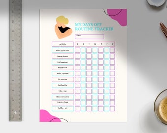 Black and White Daily Routine Planner, Daily Planner, Routine Planner ...