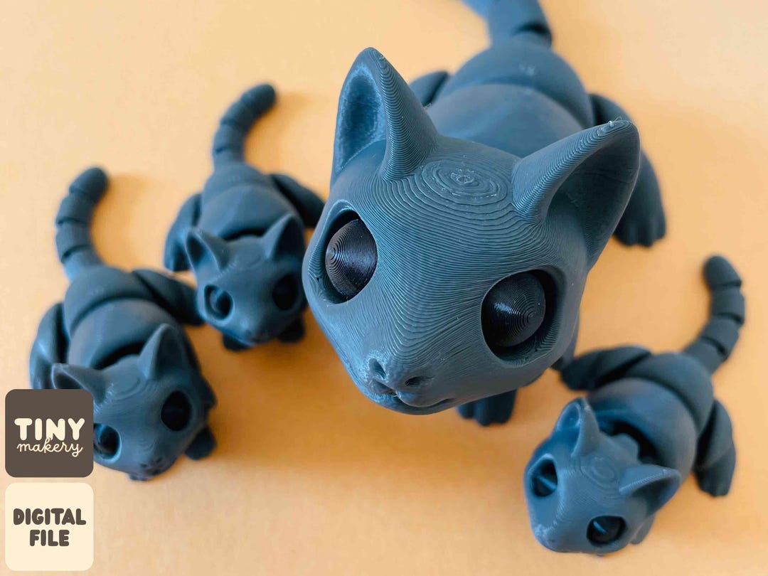 Little Cat — Articulated Flexi Print-in-place STL/3MF Digital File for ...