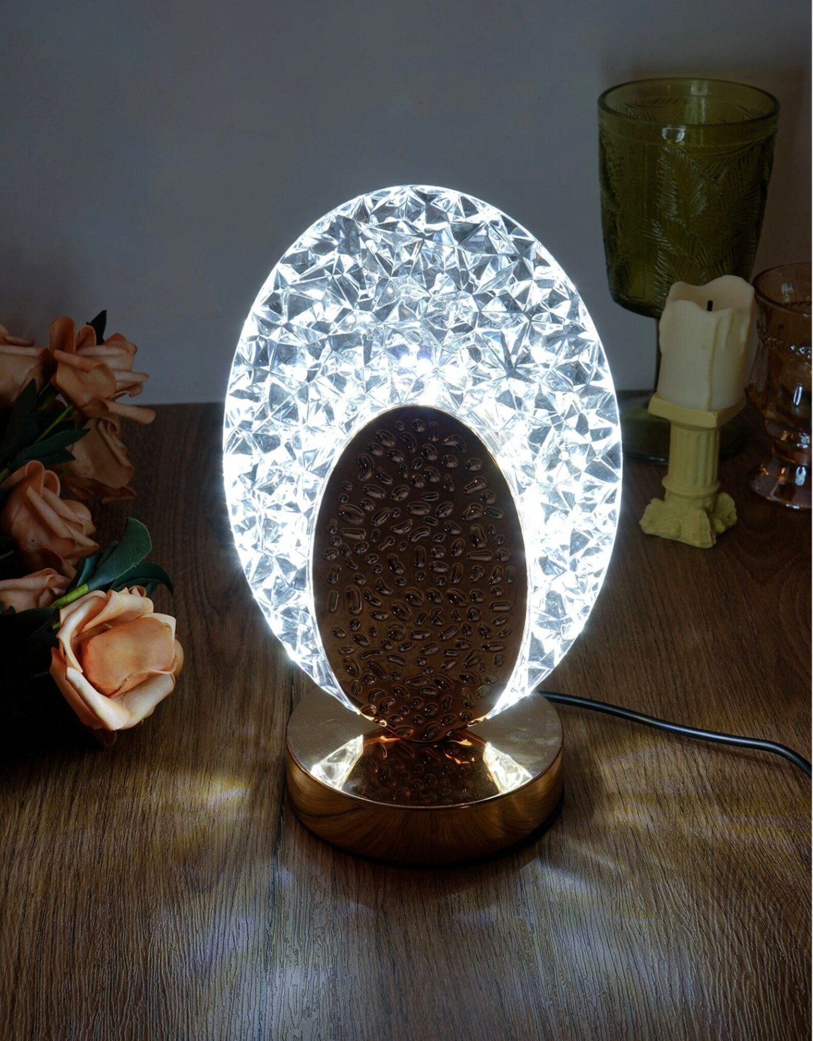 Luxury Crystal 8 Color Dimmable Table Lamp I RGB Colors I Bedside Desk ...
