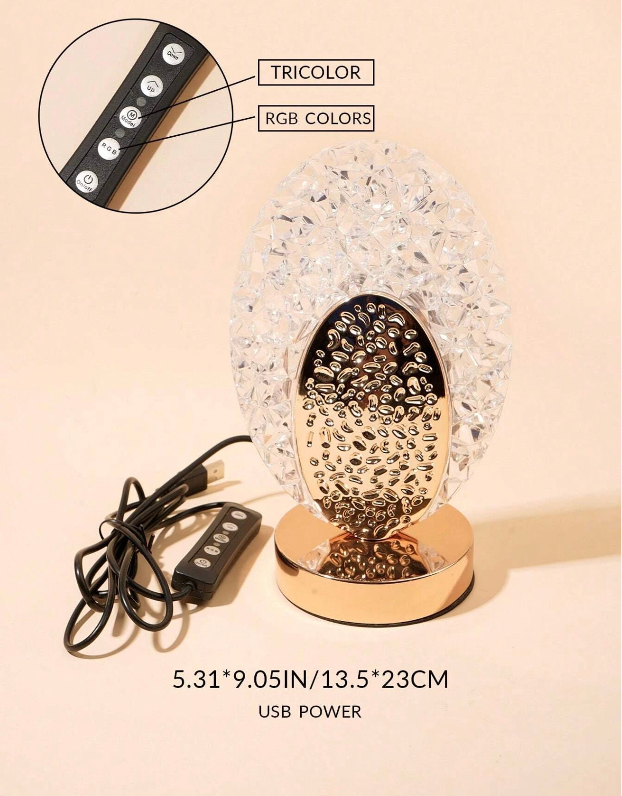 Luxury Crystal 8 Color Dimmable Table Lamp I RGB Colors I Bedside Desk ...