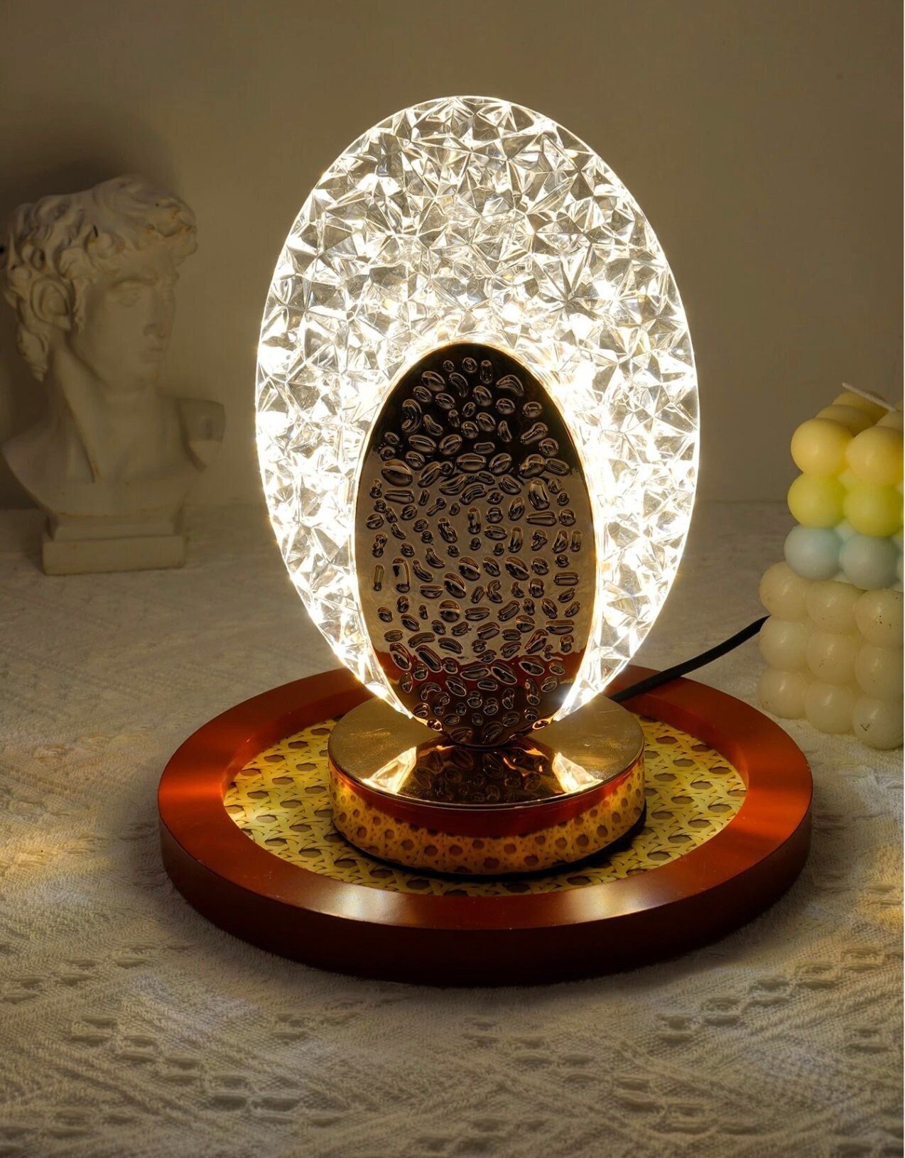 Luxury Crystal 8 Color Dimmable Table Lamp I RGB Colors I Bedside Desk ...