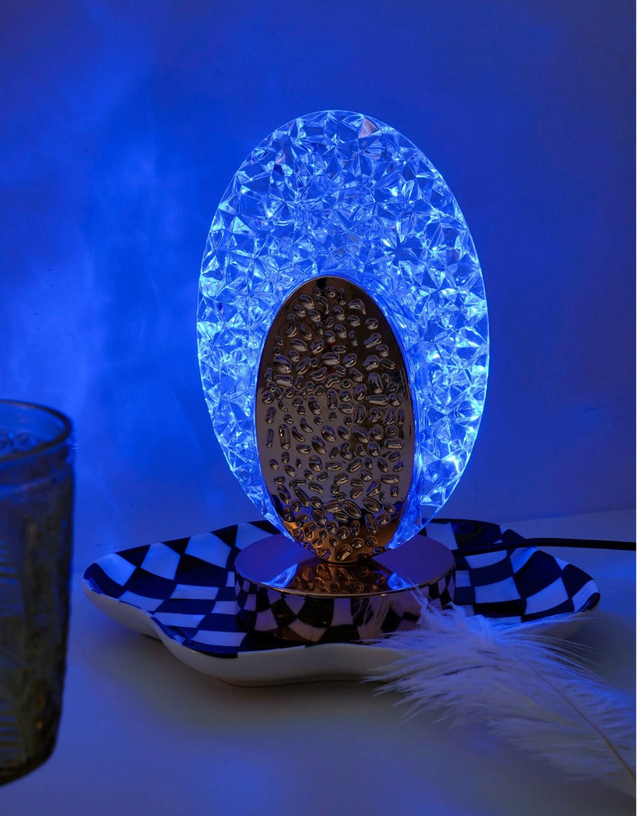 Luxury Crystal 8 Color Dimmable Table Lamp I RGB Colors I Bedside Desk ...