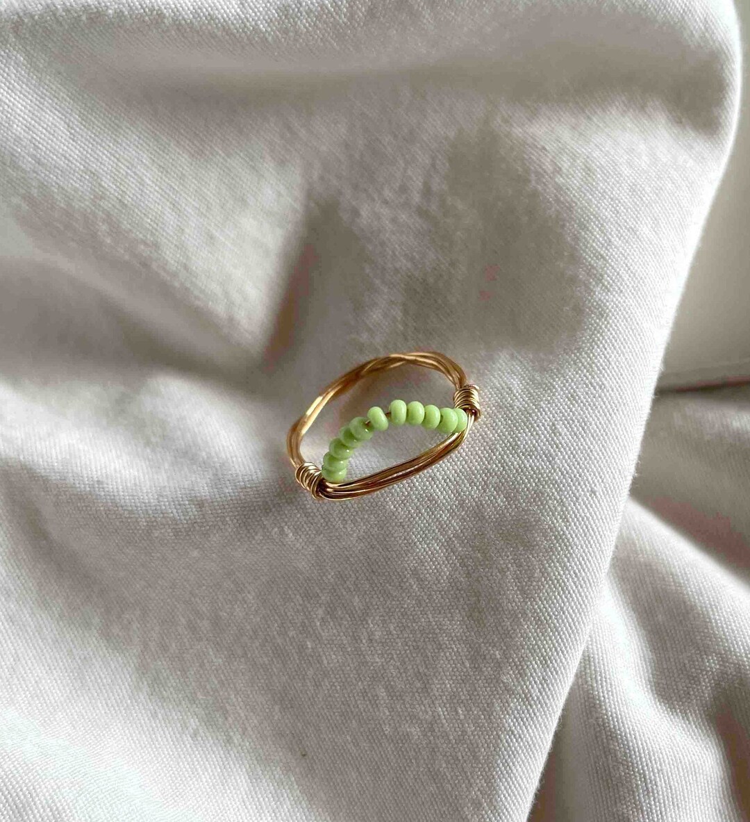 Sunrise Green Bead Wire Ring Fidget Ring Anxiety Ring Best Friend Gift ...