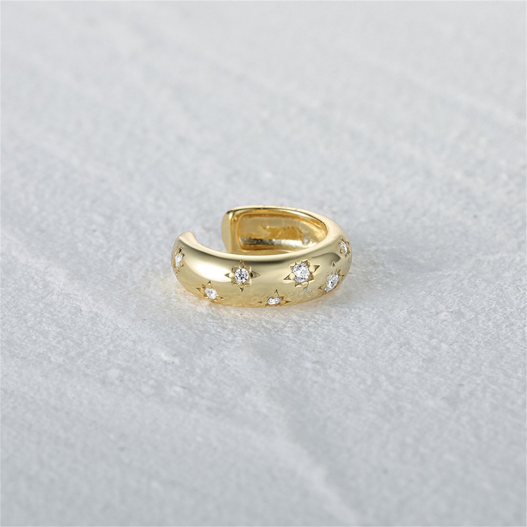 925 Sterling Silver Chubby Ear Cuff,star Ear Jacket,no Pierced Ear Clip ...