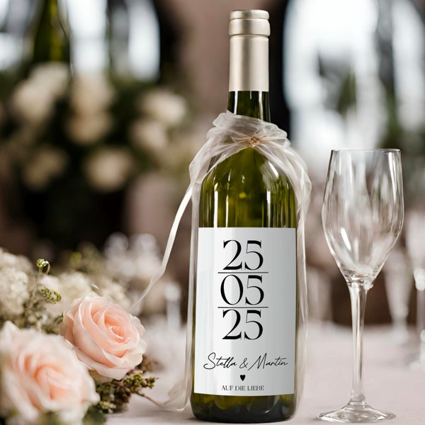 Personalised Wine Bottle Sticker Wedding - Etsy UK