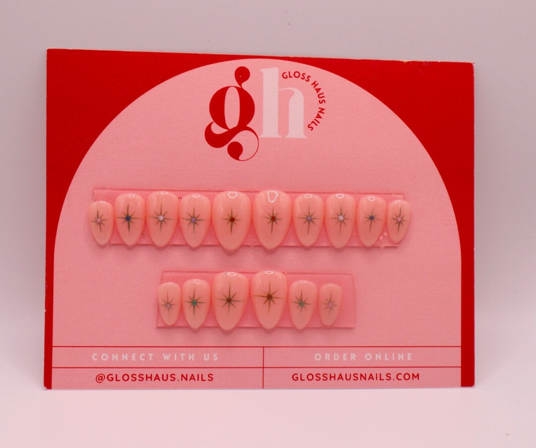 Starburst Nails | Star Nails | Press on Nails | Almond Nails | Trendy ...