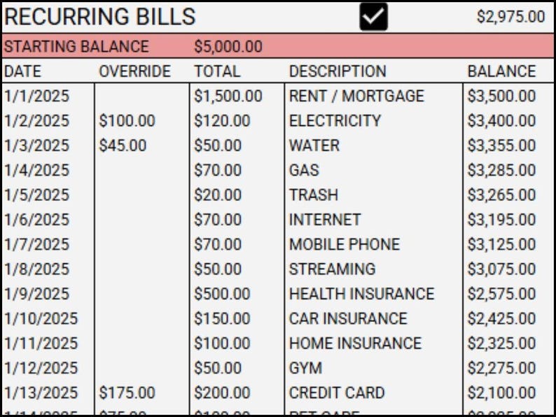 QUICK BUDGET SPREADSHEET - Etsy