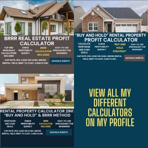 BRRR RENTAL PROPERTY 2in1 Buy and Hold Profit Calculator Spreadsheet ...