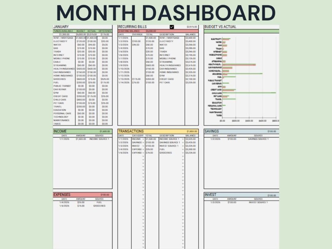QUICK BUDGET SPREADSHEET - Etsy