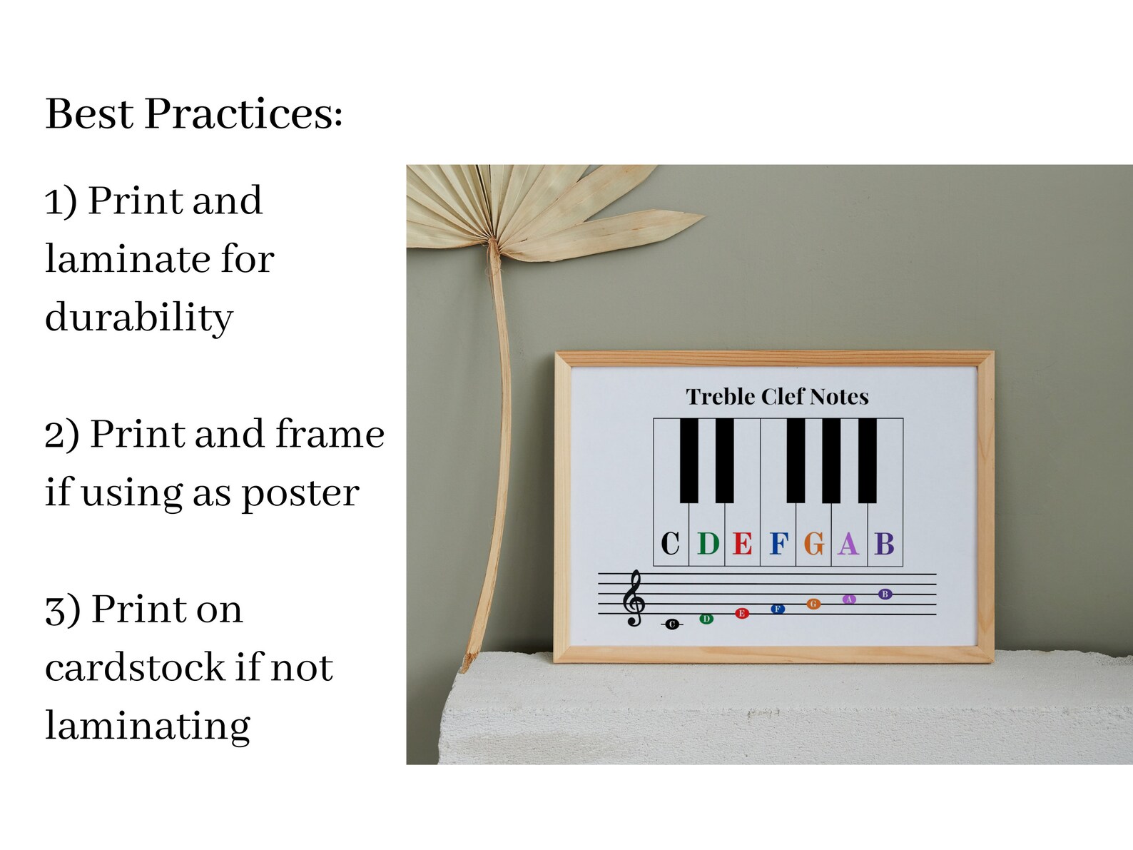 Music Poster Bundle, Treble & Bass Clef Notes on Music Staff and on ...