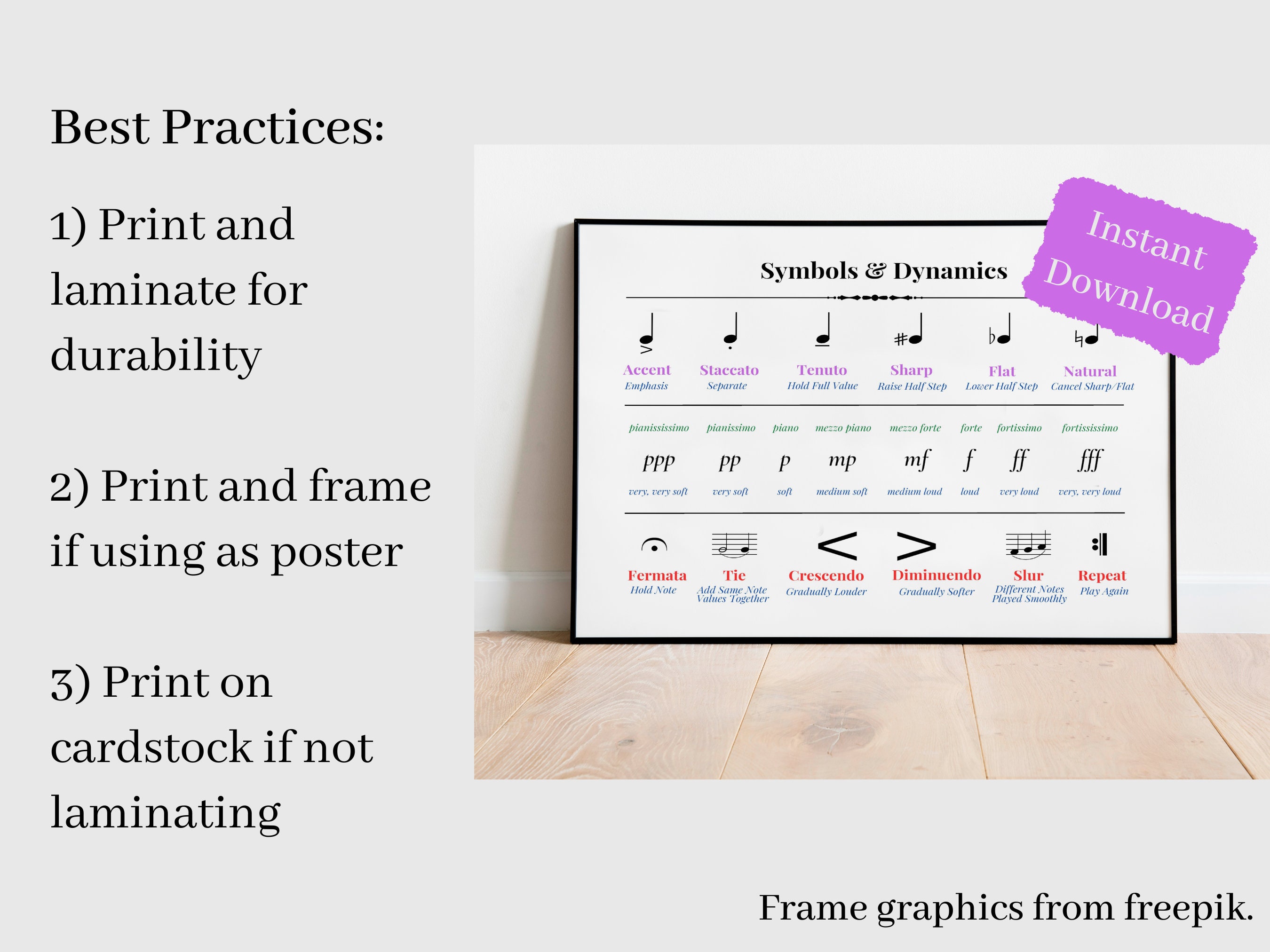 Music Poster Bundle, Treble & Bass Clef Notes, Music Note Cheat Sheet ...
