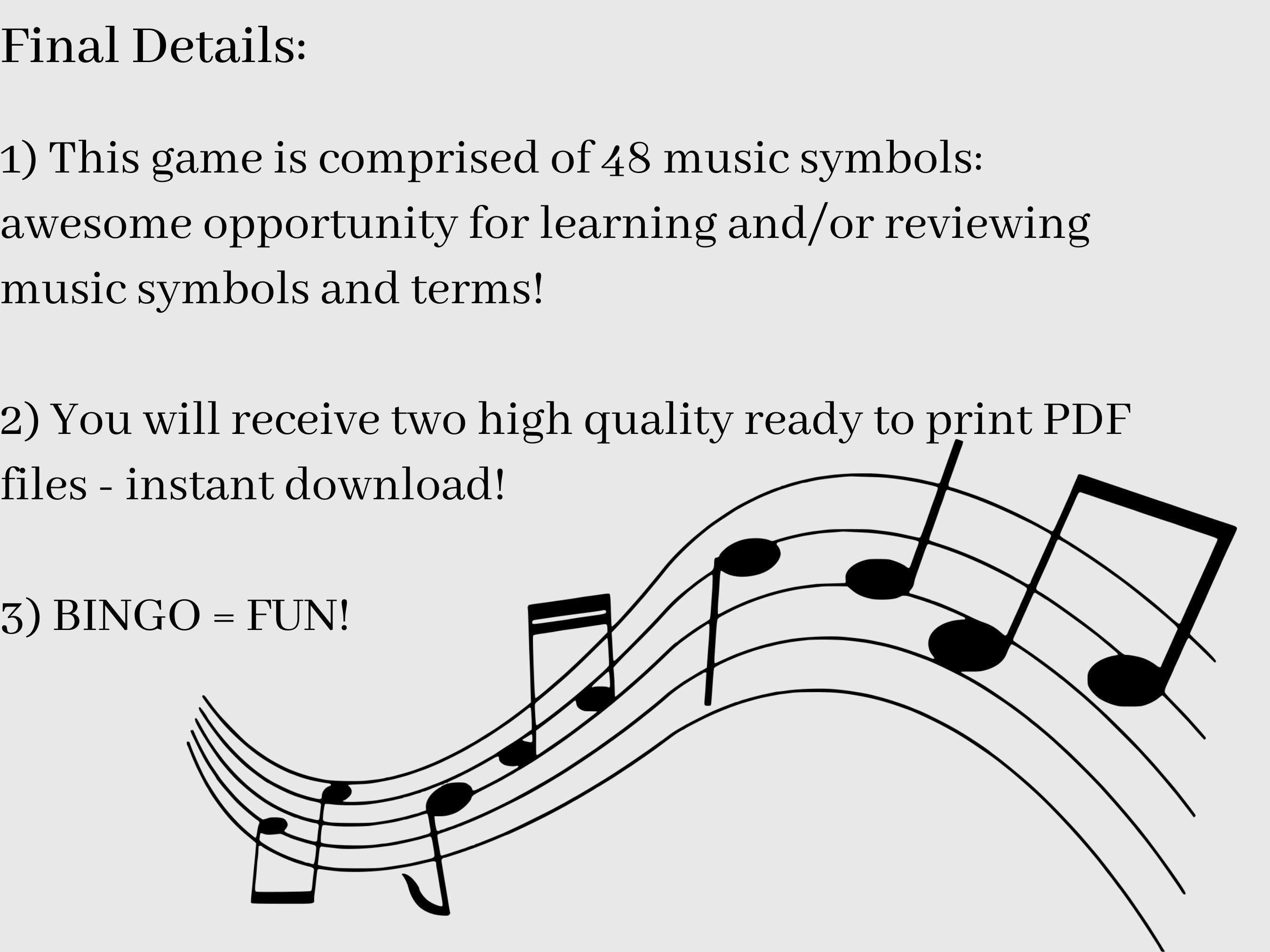 Music Symbols Bingo, Music Theory, Music Classroom, Music Bingo, Music ...