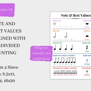 Music Poster Bundle, Treble & Bass Clef Notes, Music Note Cheat Sheet ...