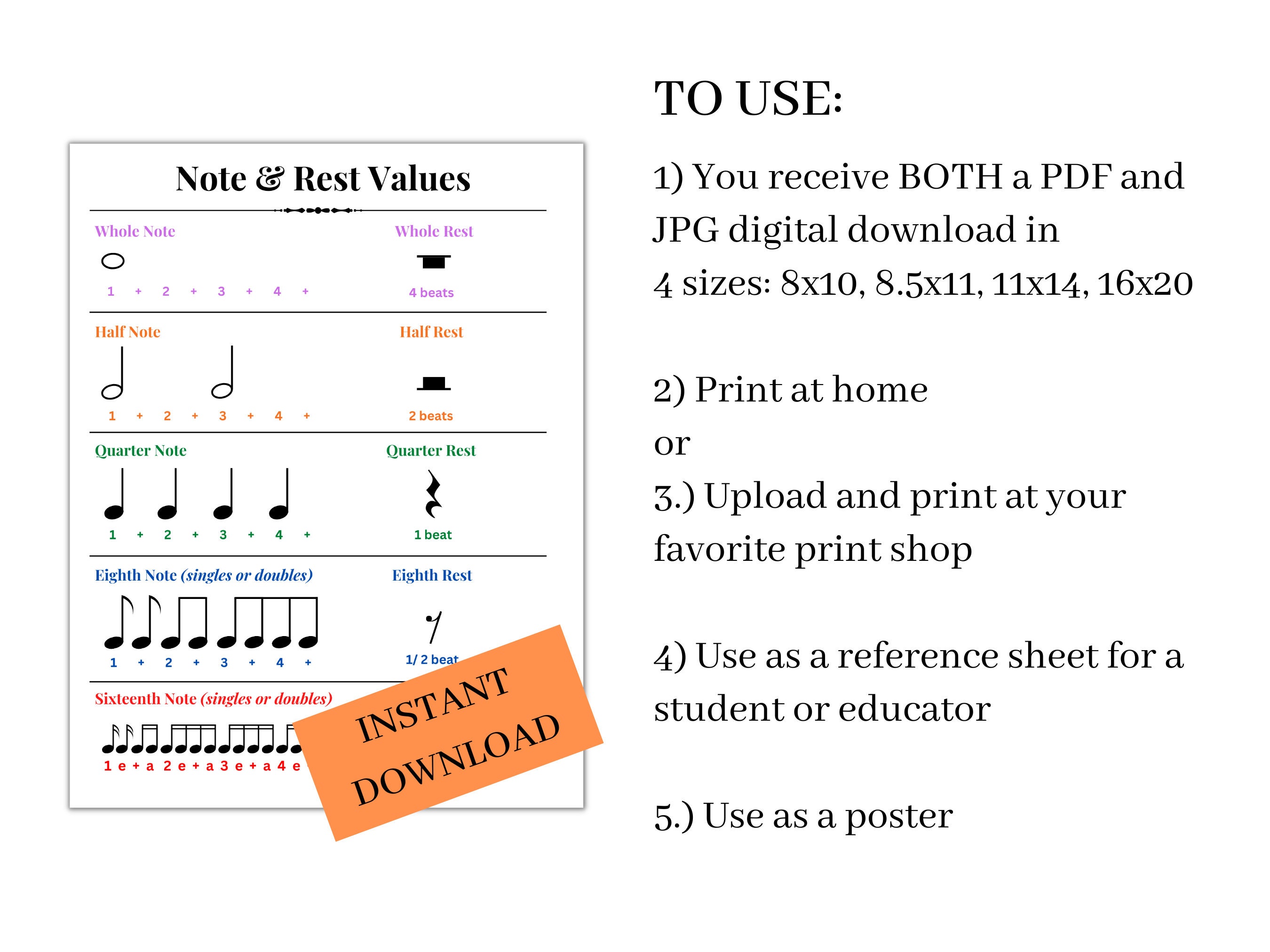 Music Notes and Rests, Note Values, Music Counting, Learn Rhythm ...