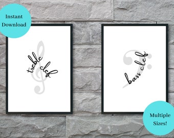 Treble Clef Note Names Poster Music Lesson Print, Cream - Etsy