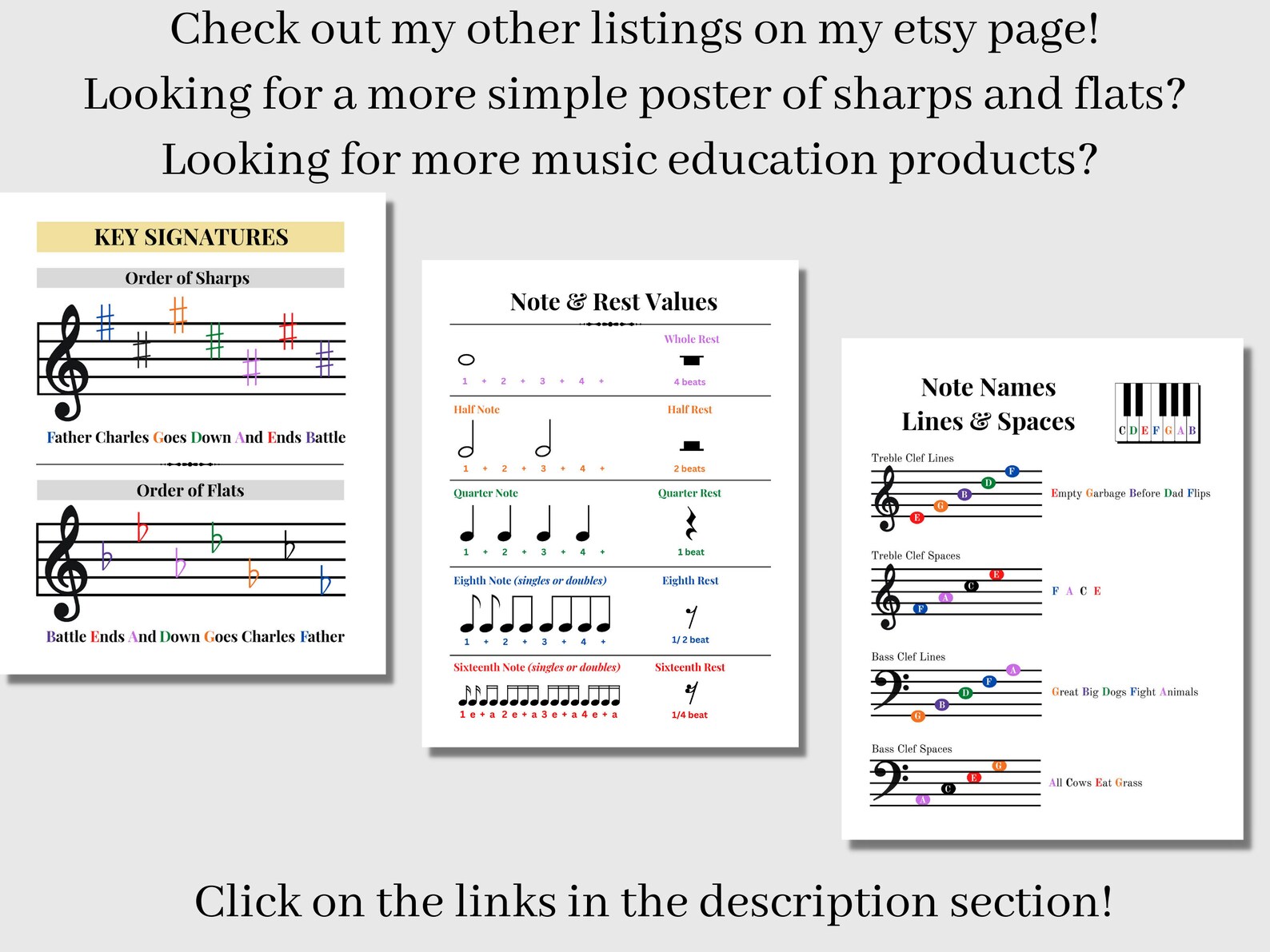 Key Signature Reference Sheet, Treble Clef, Sharps and Flats, Music ...