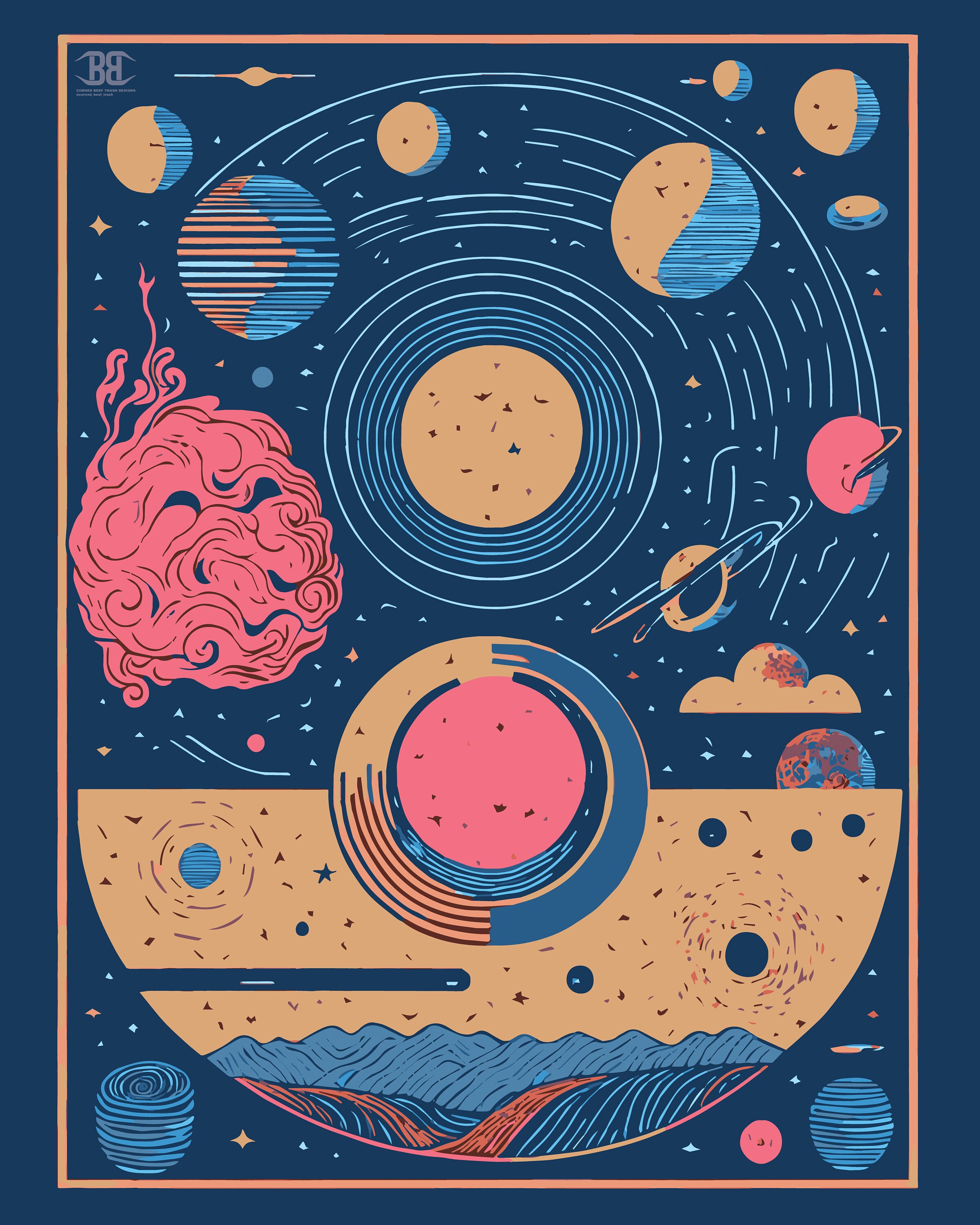 Boho, Abstract, Modern, Rustic, Linocut-style Digital Printable ...