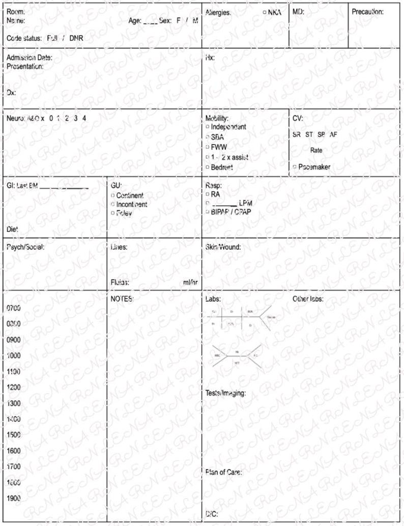 Nurse Report Sheet Med Surg/tele | Digital Download | Handoff Report - Etsy