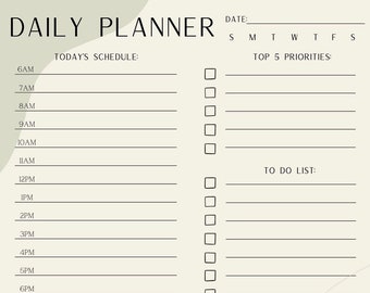 Daily Planner, to Do List, Instant Download, Printable, Minimal Planner ...