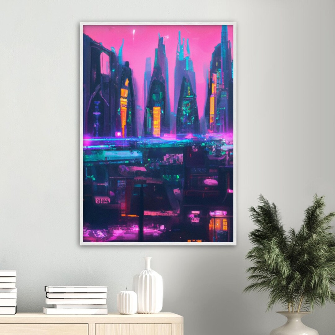 Cyberpunk City Poster Cyberpunk Graphic Poster Wall Decor Game Room Art ...