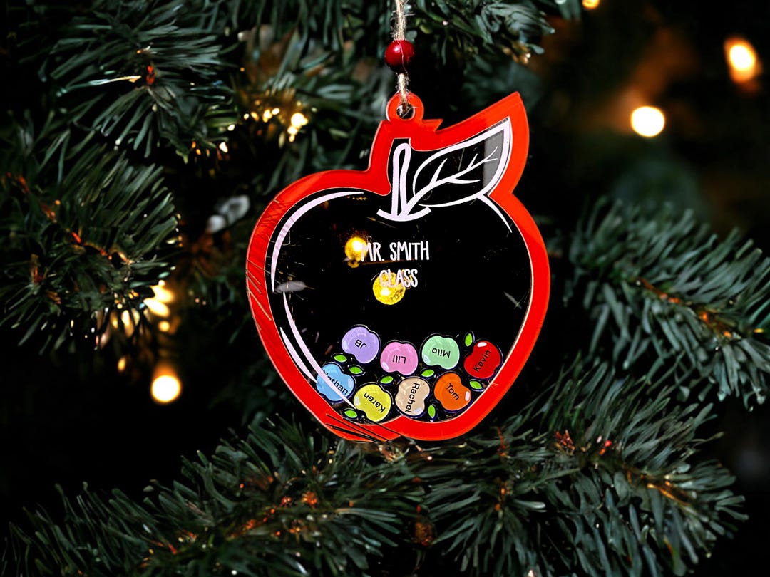 Custom Apple Shaker Ornament for Teachers, Personalized Christmas Gift ...