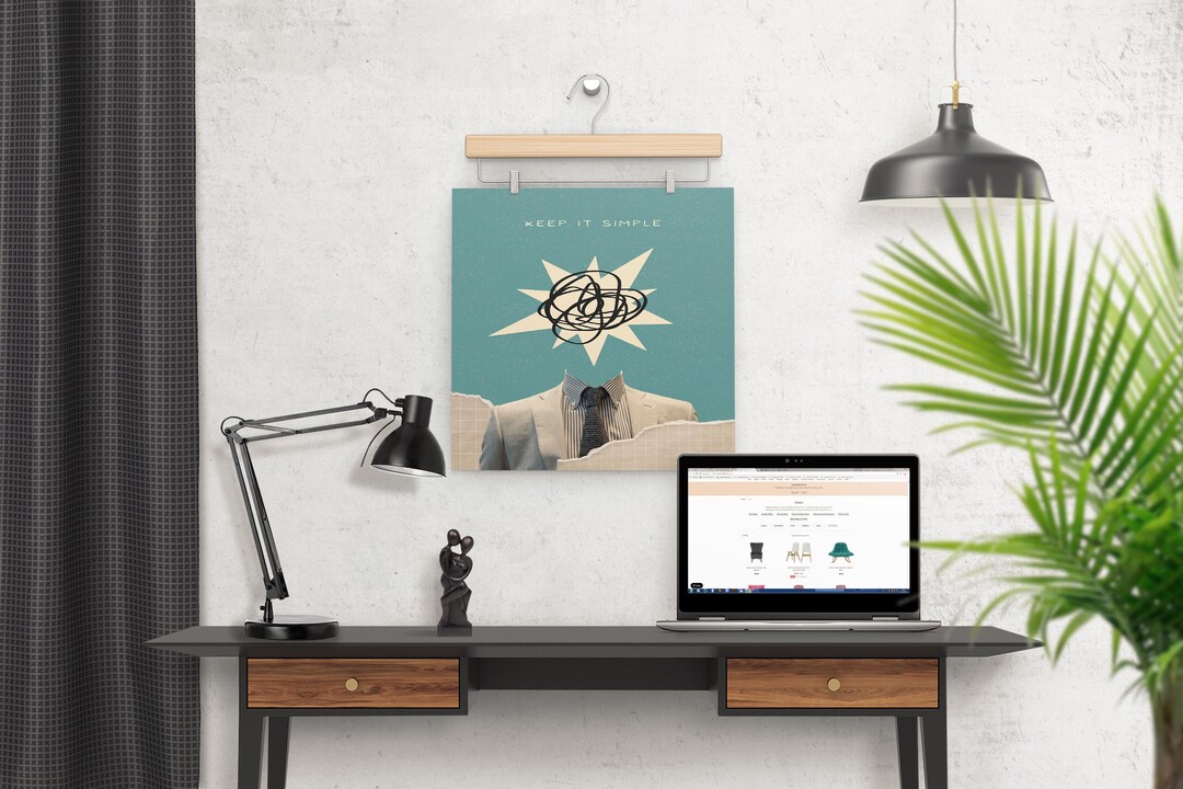 Keep It Simple Motivational Poster | Minimalist Office Decor | Digital ...