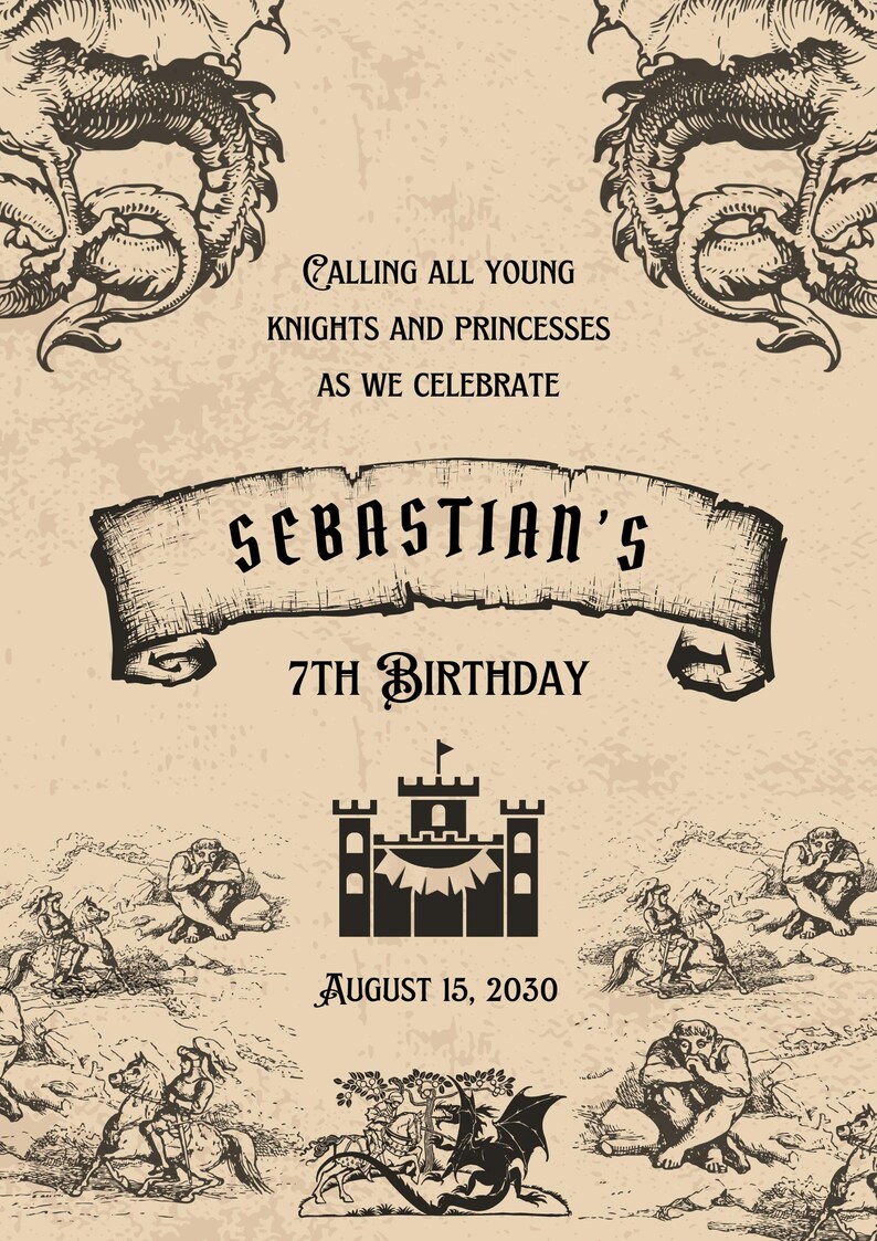 Medieval Birthday Invitation | Fantasy Party Printable | Editable ...