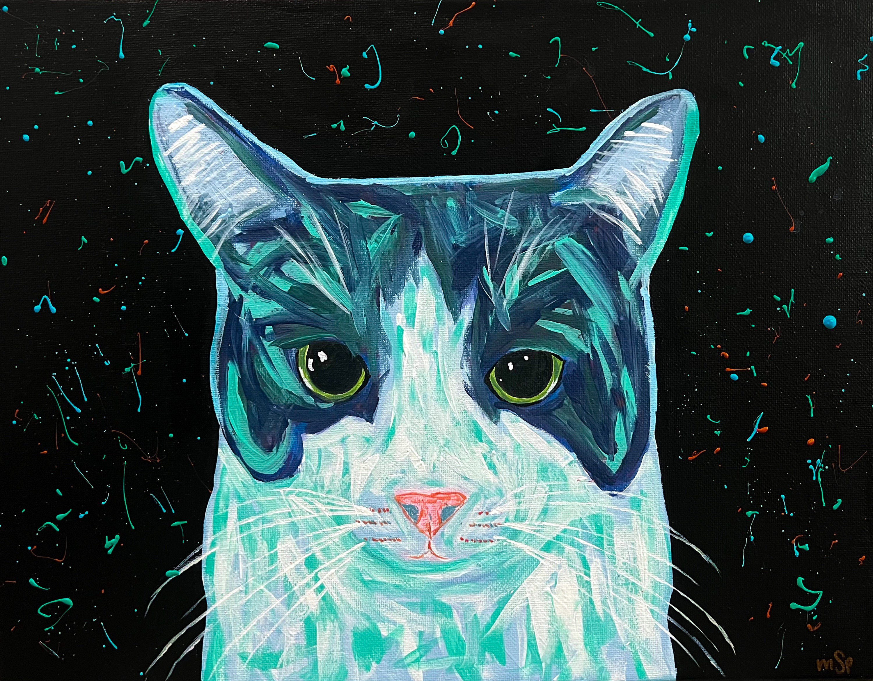 Custom Cat Painting Acrylic Cat Painting Abstract Cat - Etsy