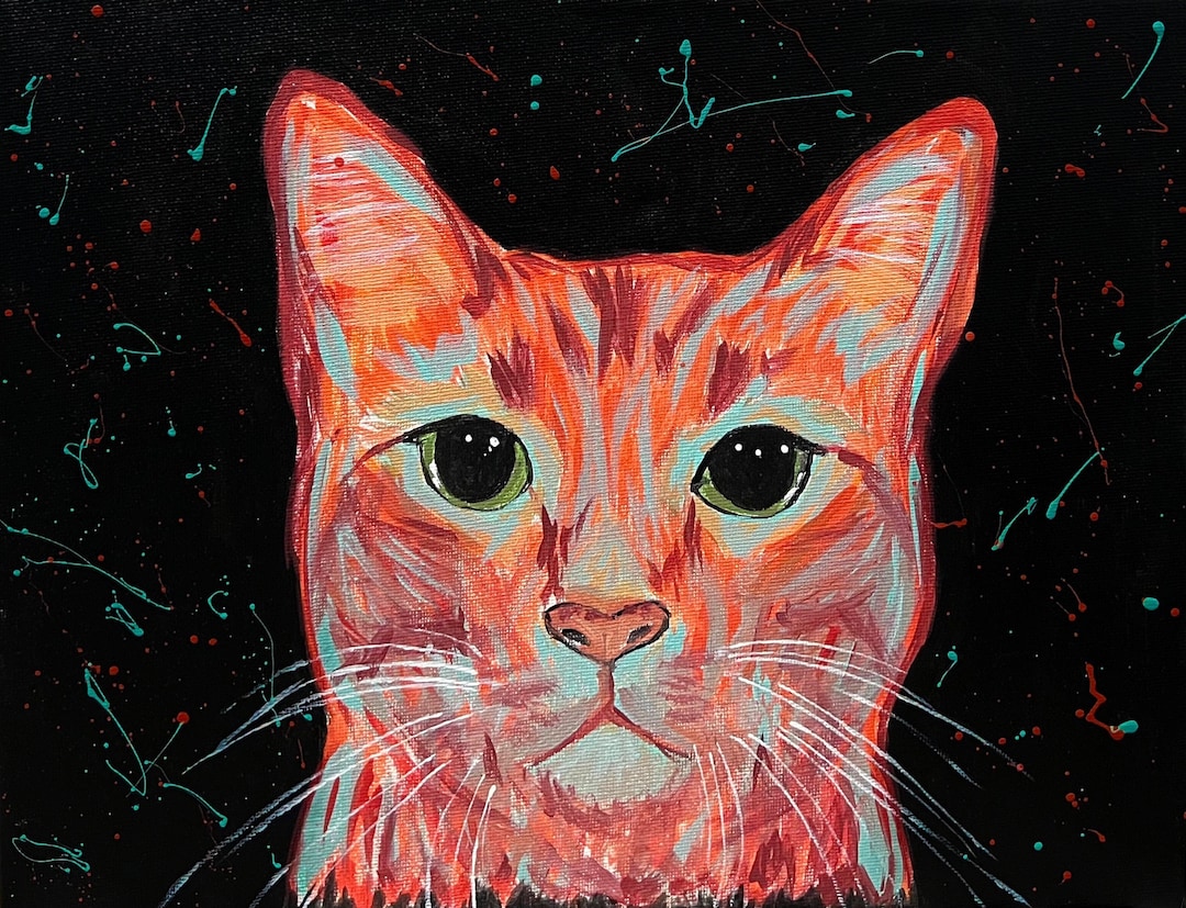 Custom Cat Painting, Acrylic Cat Painting, Abstract, Cat Portrait ...