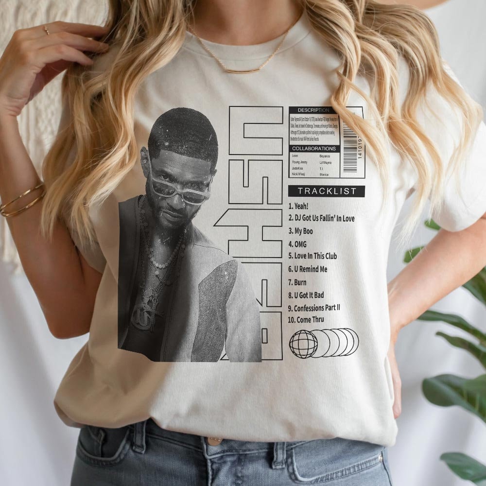 Usher Tracklist Song Vintage Unisex Shirt, Usher Graphic Tee Shirt sold ...