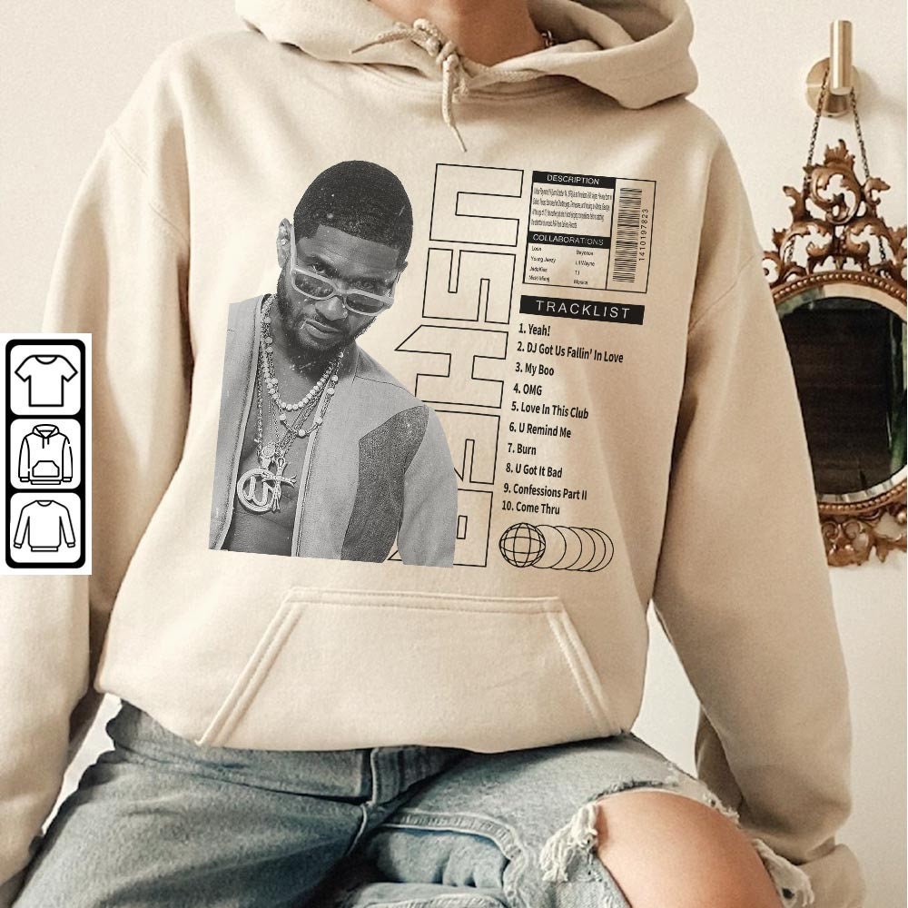 Usher Tracklist Song Vintage Unisex Shirt, Usher Graphic Tee Shirt sold ...