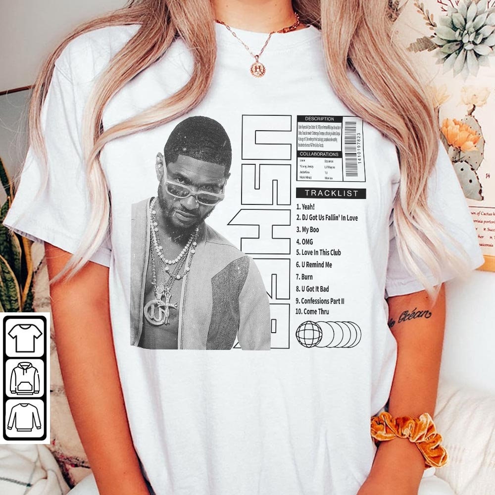Usher Tracklist Song Vintage Unisex Shirt, Usher Graphic Tee Shirt sold ...