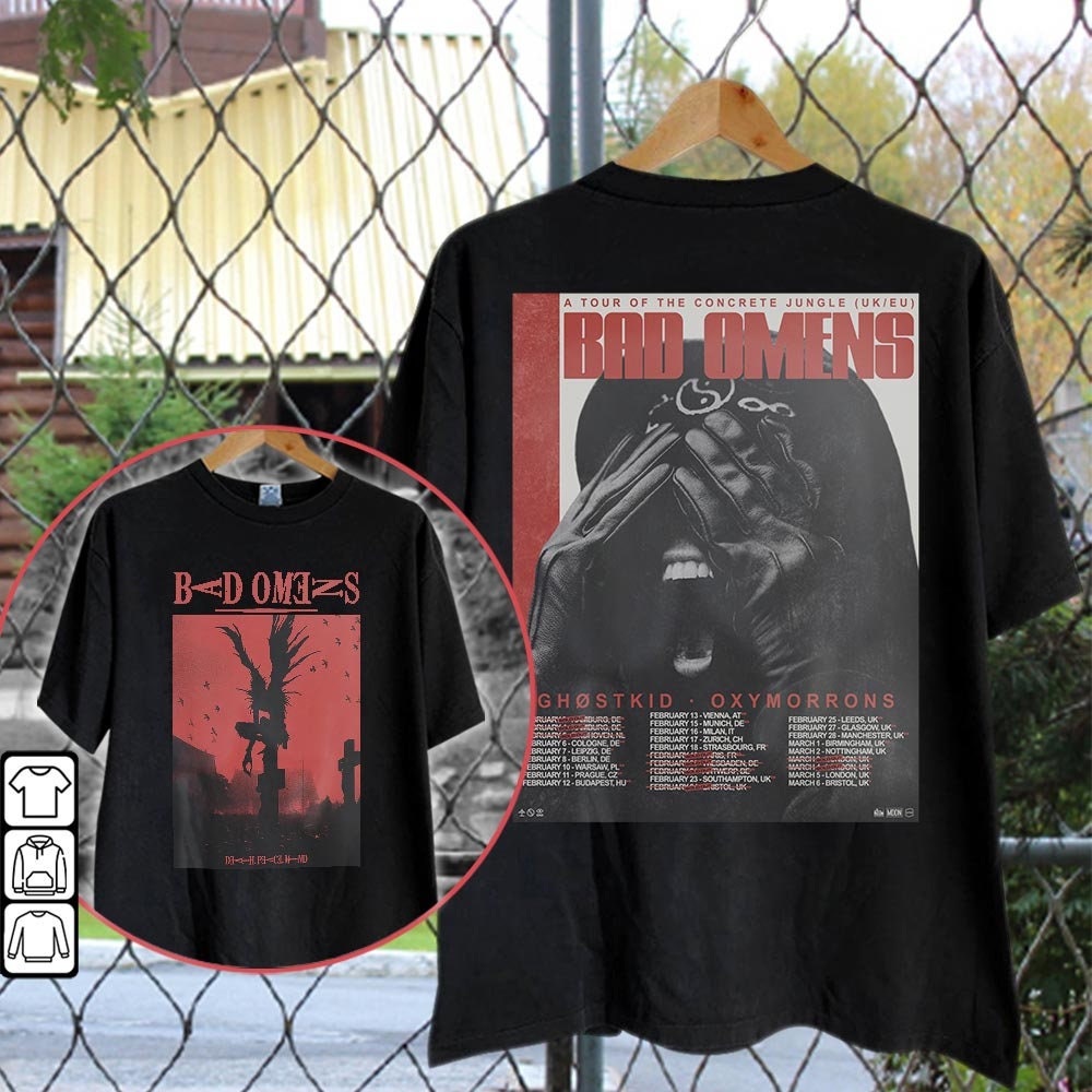 Bad Omens Tour 2023 Shirt Double Sided, Bad Omens Band Shinigami, World Tour 2023 Retro Graphic ...