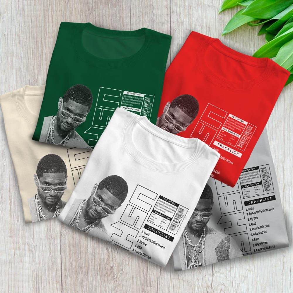Usher Tracklist Song Vintage Unisex Shirt, Usher Graphic Tee Shirt sold ...
