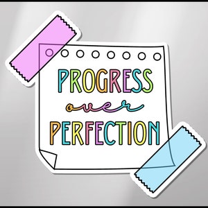 Progress Over Perfection Sticker, Motivational Sticker, Teacher Sticker ...