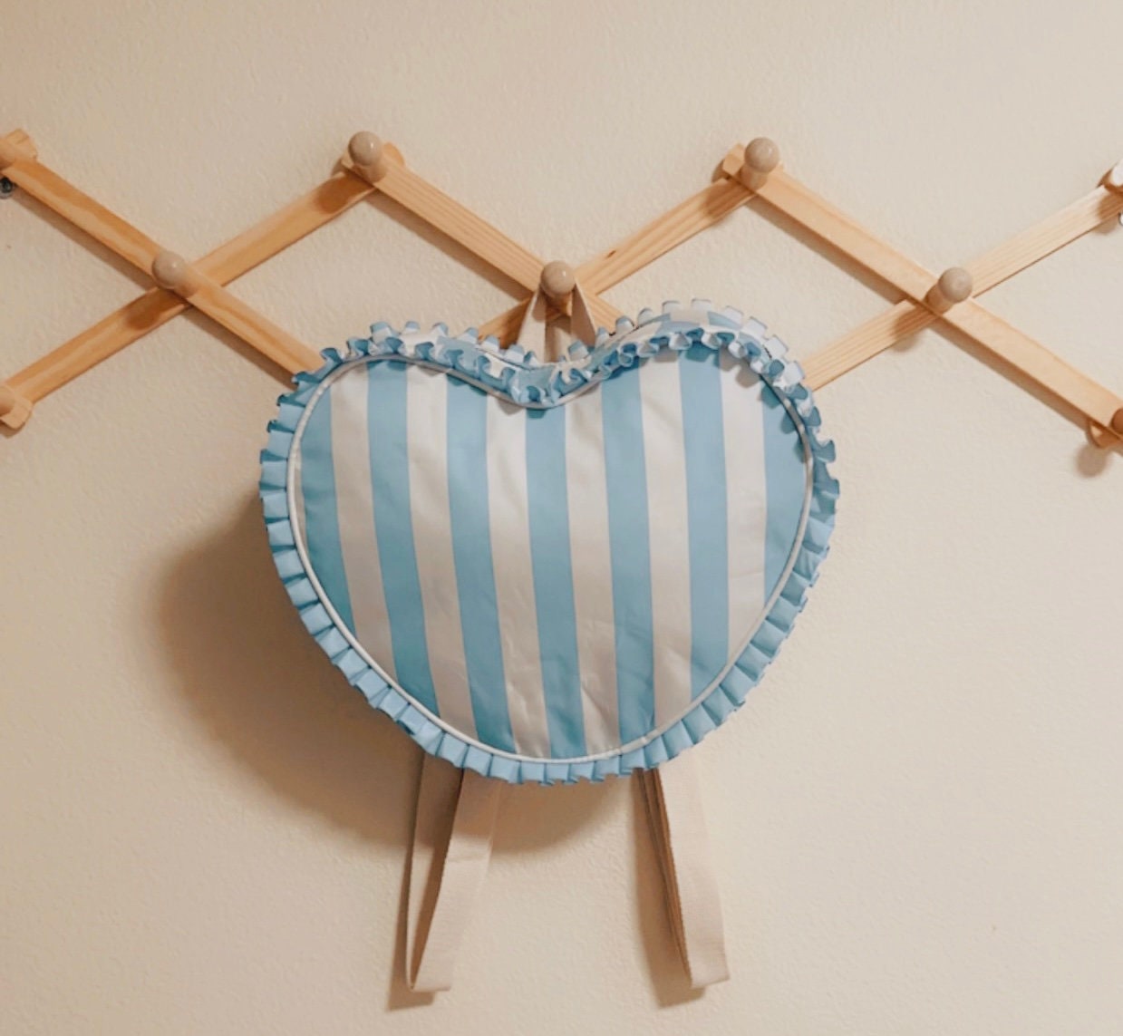 Heart Shaped Ruffled Mini Girl Backpack Blue/white Stripped - Etsy
