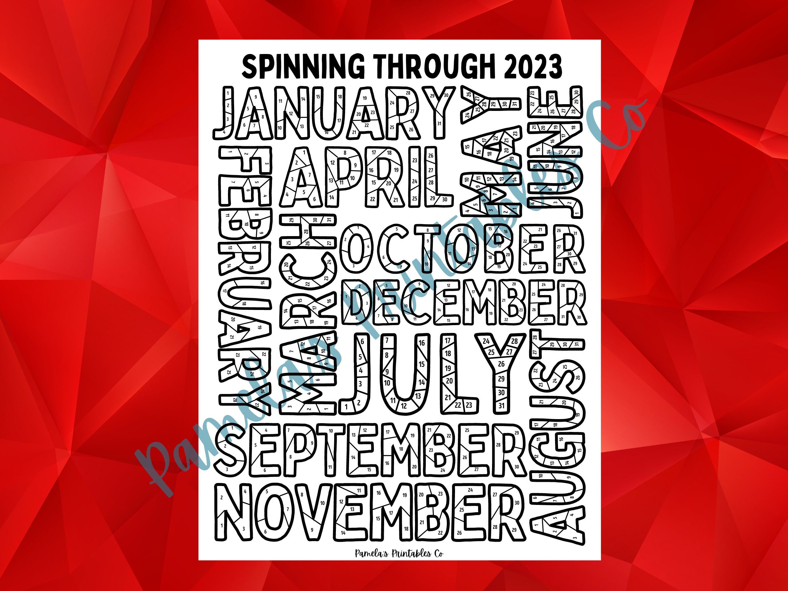 Spinning Through 2023 Color in Calendar - Etsy