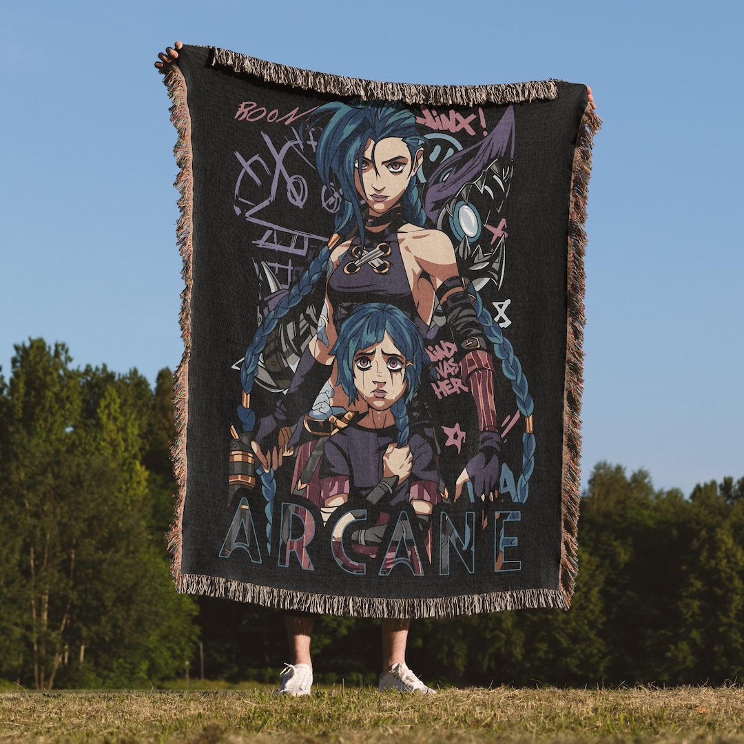 Jinx Arcane Woven Blanket, Gaming Blanket, LOL Blanket, Video Game ...