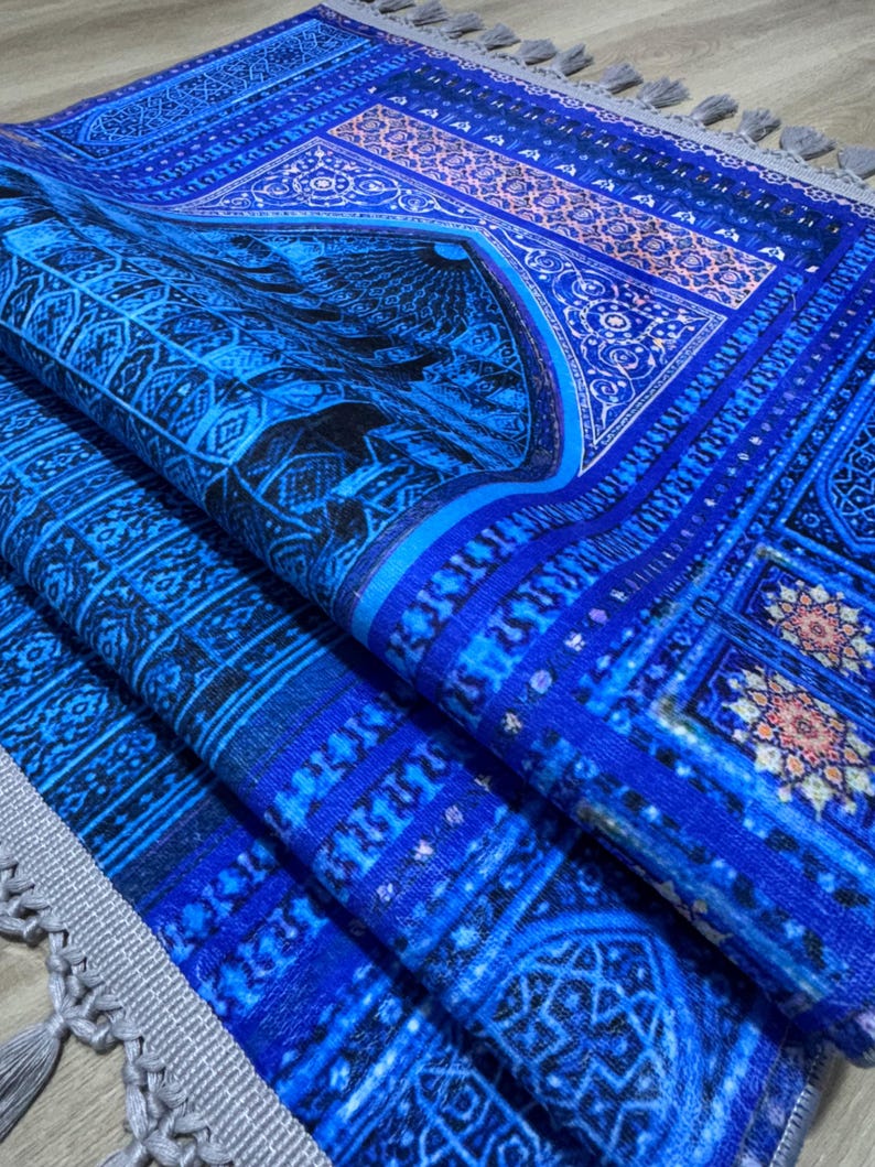 Blue Islamic Prayer Rug Turkish Mosque Design, Muslim Ramadan Gift - Etsy