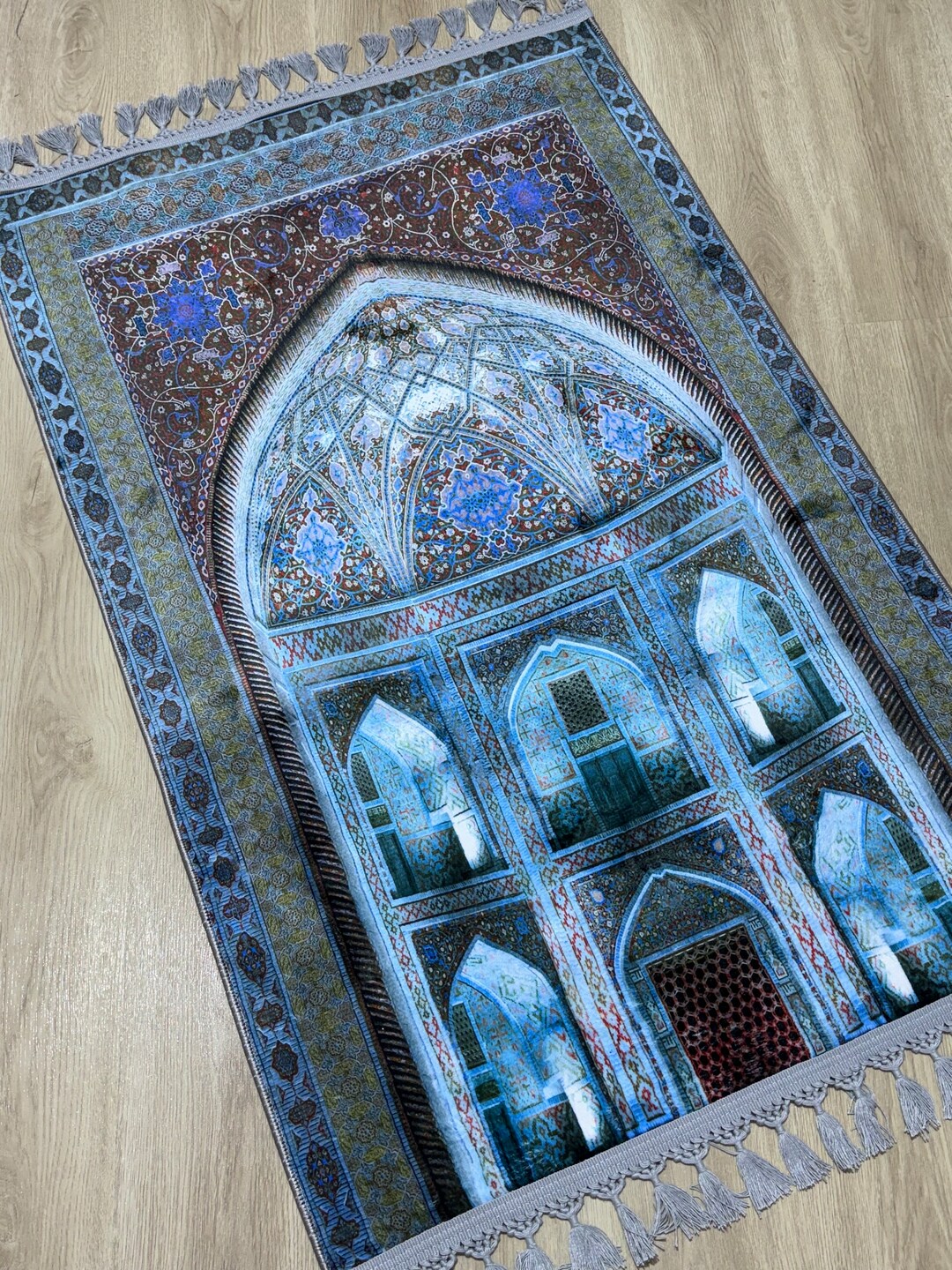Prayer Rug | for Muslim Gift |mosque Mihrab |blue Color Prayer Mat ...