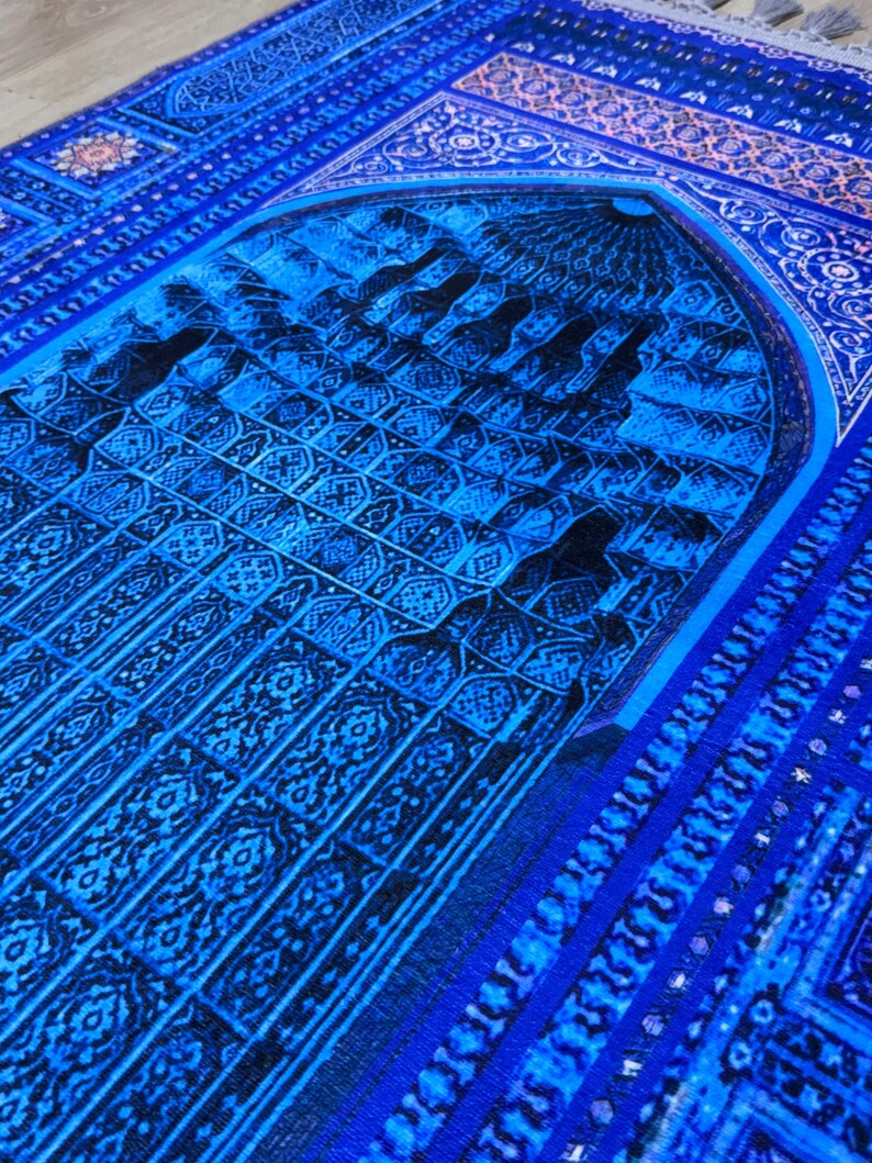 Blue Islamic Prayer Rug Turkish Mosque Design, Muslim Ramadan Gift - Etsy