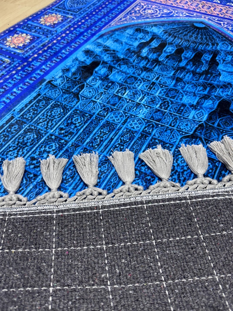 Blue Islamic Prayer Rug Turkish Mosque Design, Muslim Ramadan Gift - Etsy